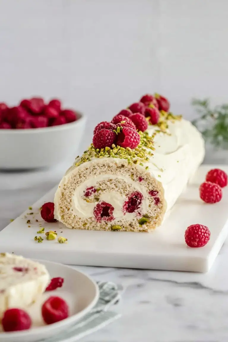 Christmas Raspberry Pistachio Roulade - Festive Holiday Dessert