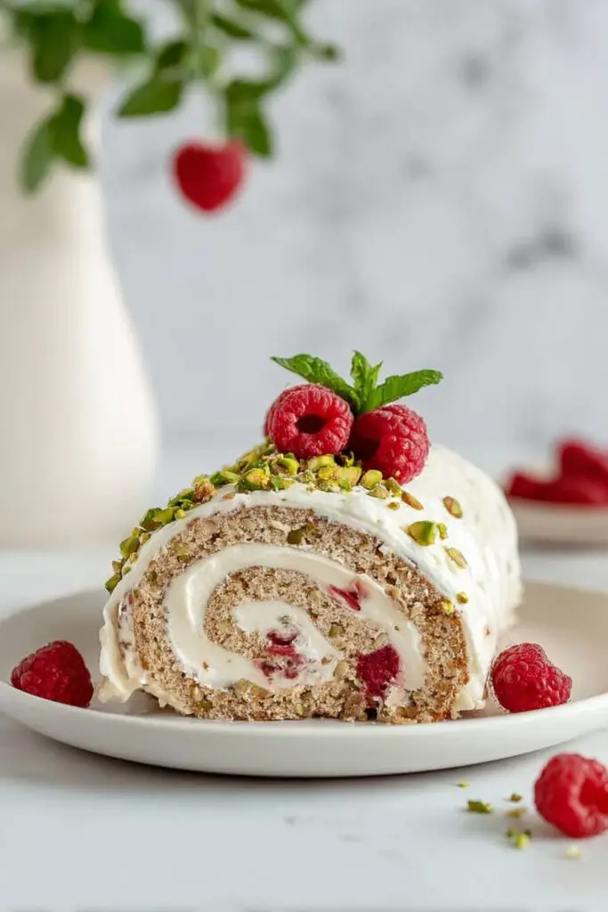 Christmas Raspberry Pistachio Roulade - Festive Holiday Dessert