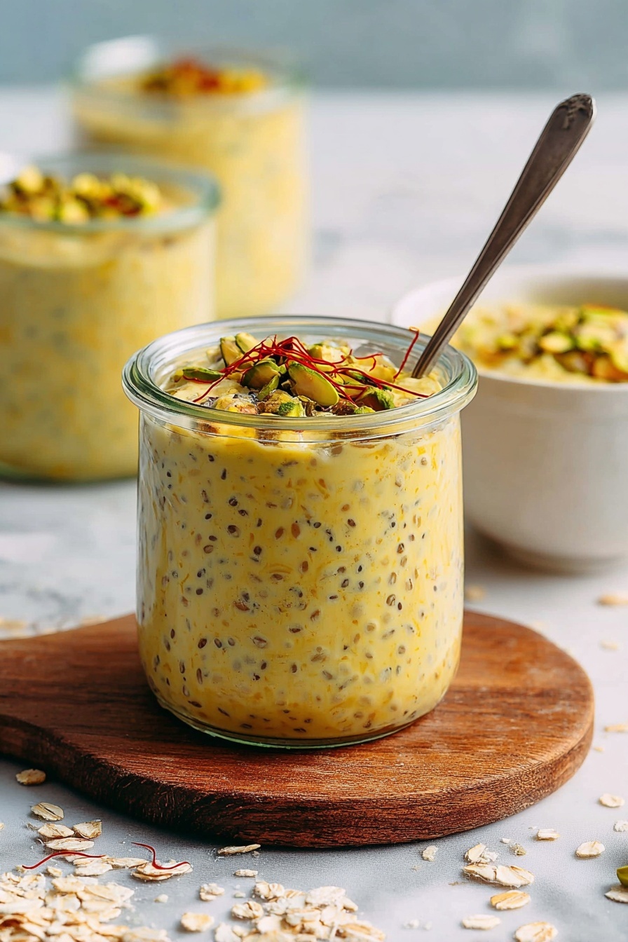 Indian Overnight Oats with Saffron and Pistachios – Delicious & Exotic